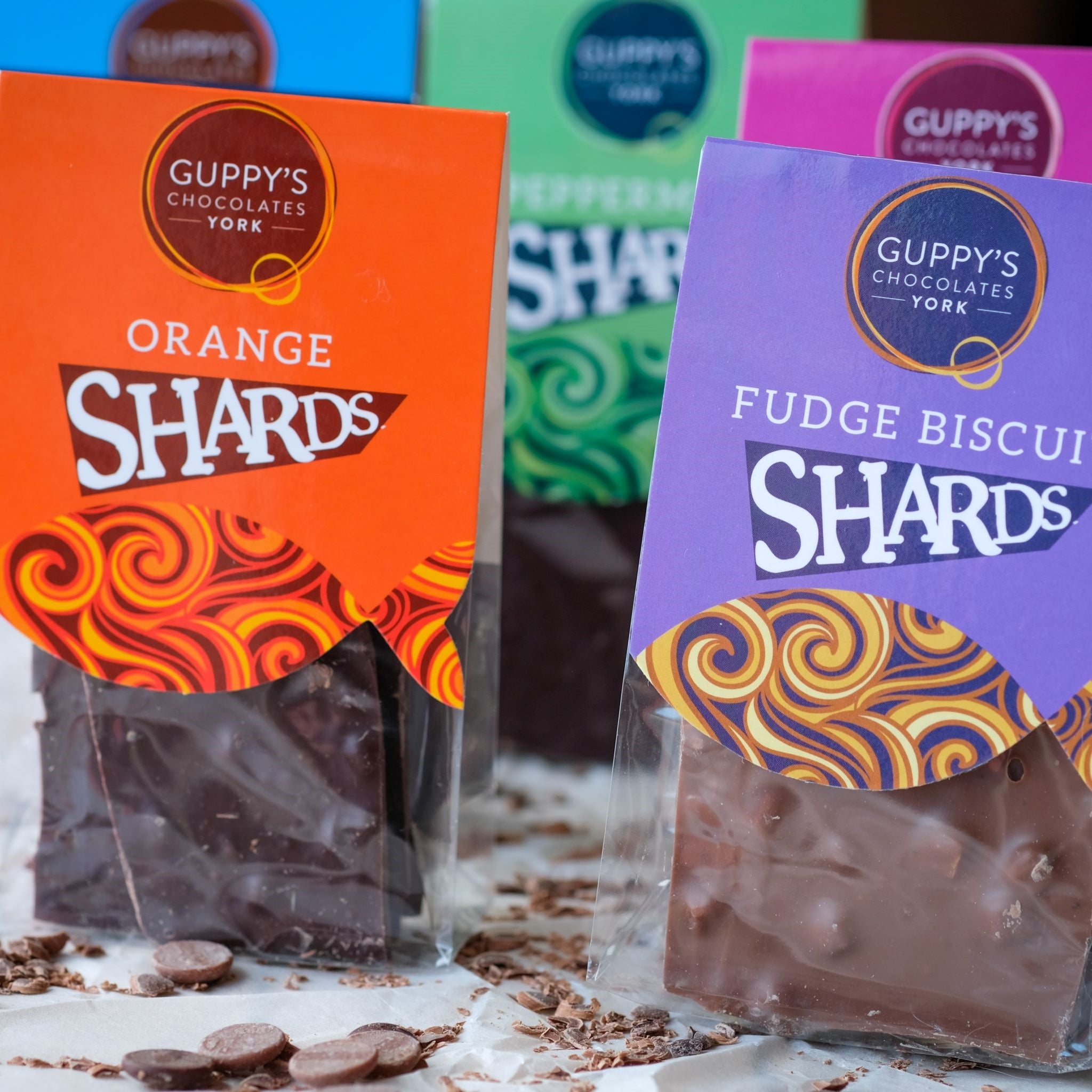 90g Chocolate Shards | Handmade in UK – Guppys Chocolates Wholesale